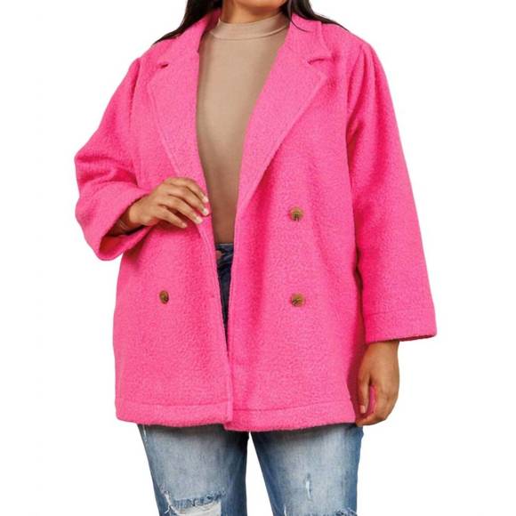 COZY CO. | Jackets & Coats | New Cozy Co Sierra Teddy Pea Coat In Pink ...
